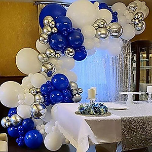 141pcs Navy Blue Balloon Garland Arch Kit 18'' 10'' 5'' Royal Blue Macaron Blue Balloons and Metallic Gold Silver Balloon for Kids Boys Birthday Party Wedding Baby Shower Decorations (Royal Blue)