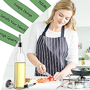 Gusnilo Olive Oil Dispenser Bottles Set 17 oz Olive Oil Bottle 500 ML Oil and Vinegar Cruet Bottle Oil Dispenser Bottle for Kitchen Glass Oil Bottle with Funnel and Pourers (2PCS)
