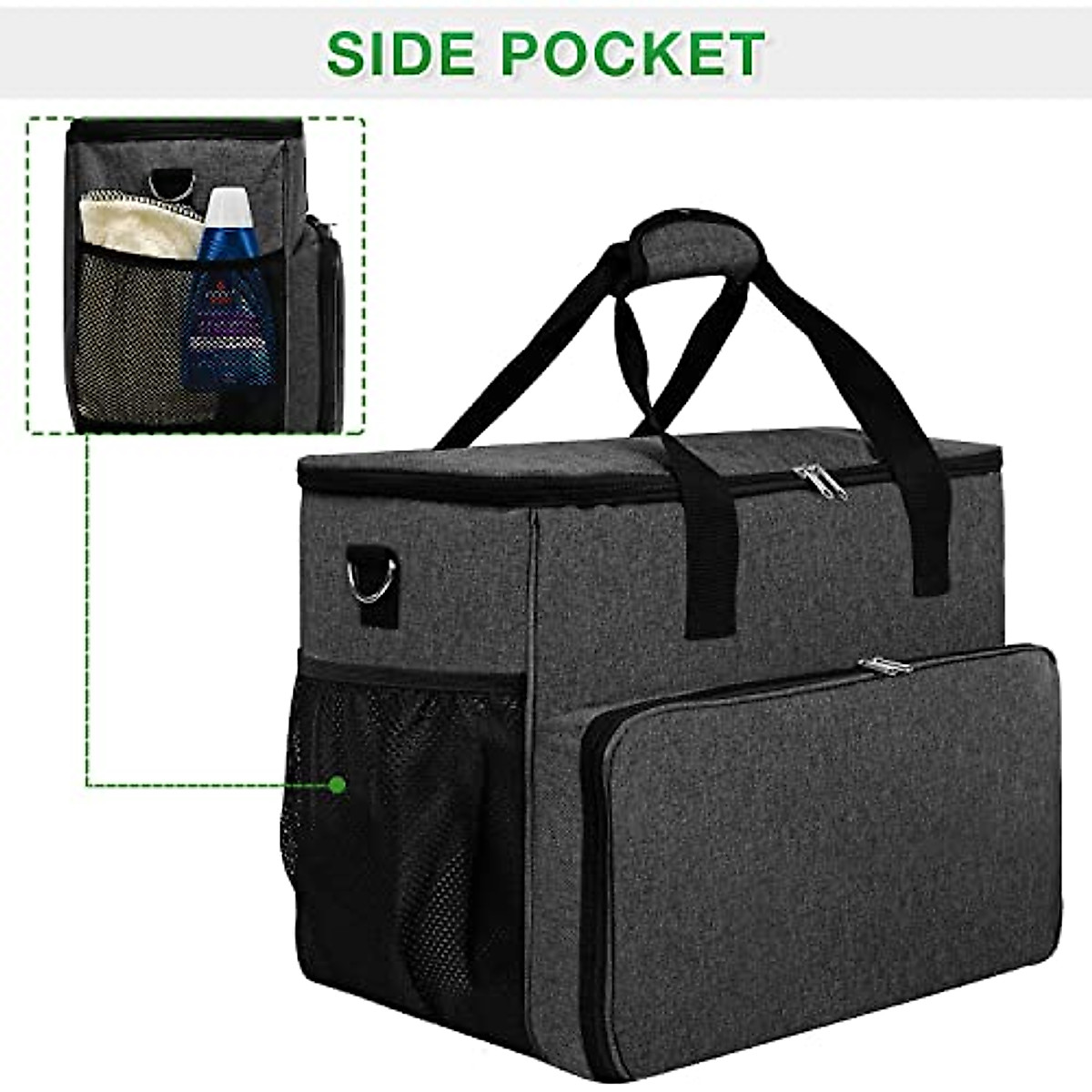 TXIYEAN Storage Bag Compatible with Bissell Carpet and Upholstery Cleaner 1400B/3353, Carrying Bag for Steam Cleaner, Steam Cleaner Organizer, Travel Carrying Case (Bag Only!)