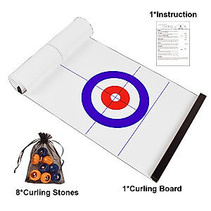 Tabletop Curling Game and Family Fun Board Games Shuffleboard Pucks with 8 Rolllers Gifts for Kids and Adults Travel Compact Storage