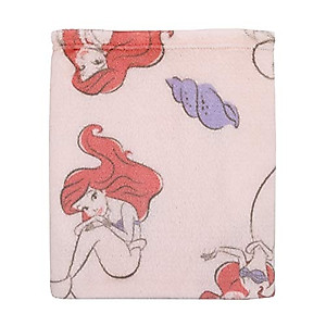 Disney The Little Mermaid Super Soft Ariel Starfish Seashell French Fiber Baby Blanket, Pink, Purple, Red