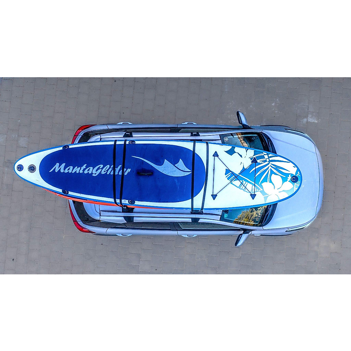 2 PCS/Set Self-Inflating Soft Roof Rack Pads, Universal Car Soft Roof Rack Pads for Kayaks/Surfboard/Paddleboard/SUP/Snowboard, with 2 Tie Down Straps