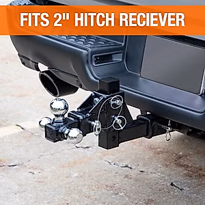 Buyers Products 1802225 Adjustable Tri-Ball Hitch Solid Shank with Chrome Balls