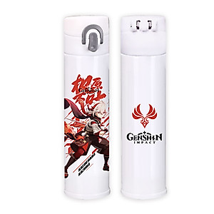 TANSHOW Genshin Impact Thermos Water Bottle Merch 13.5 Ounce Stainless Steel Anime Kids Insulated Reusable Water Bottle (Kazuha)