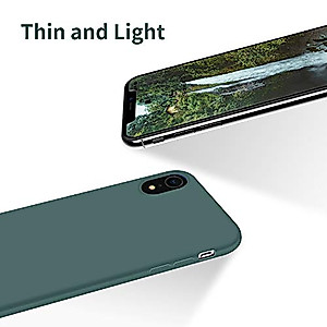 OTOFLY iPhone XR Case, [Military Grade Drop Protection] Premium Soft Liquid Silicone Rubber Full-Body Protective Bumper Case for iPhone XR 6.1 inch （Pine Green）