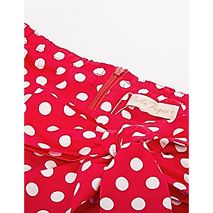 Women's 1950s Retro High Waisted A-Line Midi Skirt Red Polka Dot Weekend Skirt XL