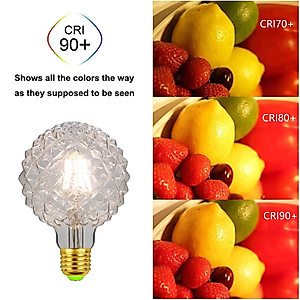 VicFlora G95 LED Pineapple Bulb Retro Edison Lamp 4W 2700K Warm White Light Not Dimmable 40W Equivalent Clear Glass Lamp, E26 Base, Suitable for Bedrooms, Restaurants, Cafes, Pack of 2