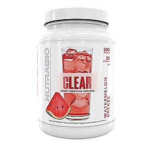 NutraBio Clear Whey Protein Isolate – Pure Whey Isolate for Men and Women, Delicious Fruit Flavors – Non-GMO, Zero Lactose – Watermelon Breeze, 20 Servings