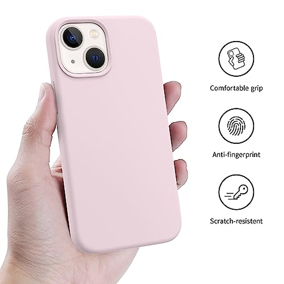 AOTESIER Shockproof Designed for iPhone 13 Mini Case, Liquid Silicone Phone Case with [Soft Anti-Scratch Microfiber Lining] Full Body Drop Protection 5.4 inch Slim Thin Cover, Ice Pink
