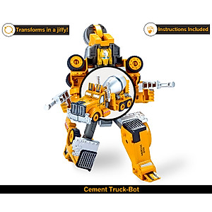 Big Mo's Toys Tractor Robot Construction Set- 5 pcs TransTruck Transforming Tracktors to Robots STEM Action Figures DIY Set- Holiday, Birthday Gift Toys for Kids