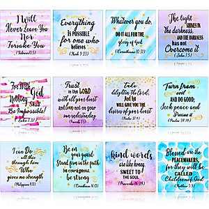 Weewooday 12 Pieces Christian Magnets Inspirational Refrigerator Magnets Verse Square Motivational Fridge Magnets Bible Verses Scripture Quotes Magnet for Locker Fridge Supplies