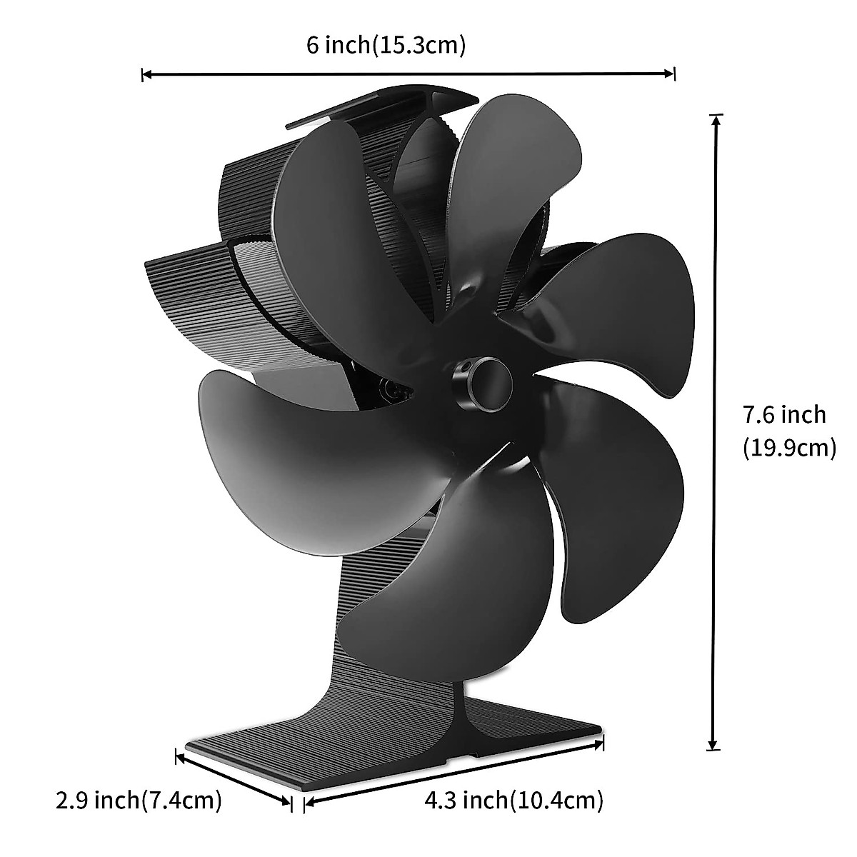 FM2018XSL Wood Stove Fan, 6 Blades Wood Stove Fan Heat Powered, Fireplace Fan for Wood Burning Stove, Heat Powered Fan for Wood/Gas/Log Burner Fireplace