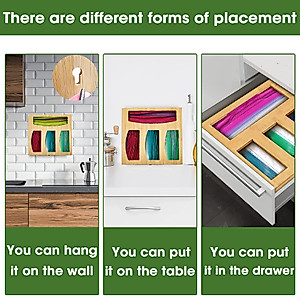 LOMSIOY Ziplock Bag Storage Organizer Kitchen Food Baggie Dispenser Box Bamboo Food Storage Bags Holder for Drawer, Sandwich Bag Container, Compatible with Gallon, Quart, and Snack Variety Size Bag