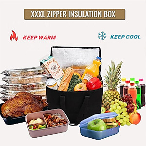 NKA Insulated food delivery bag,Large Pizza bag,XXXL Insulated grocery bag,Cooler bag insulated and Food Warmer for Food Delivery & Grocery Shopping with Zippered Top,pizza delivery bag,Black