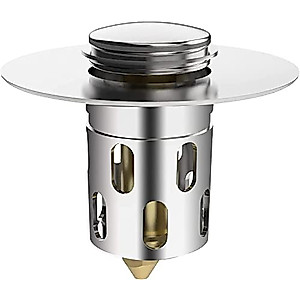 2 Pack Universal Bathroom Sink Stoppers, Fits for 1.1-1.96” Sink Drain Strainer, Pop Up Sink Drains Anti Clogging Filter with Basket Hair Catcher for Bathroom Sink Faucet Vessel Vanity（Silver）