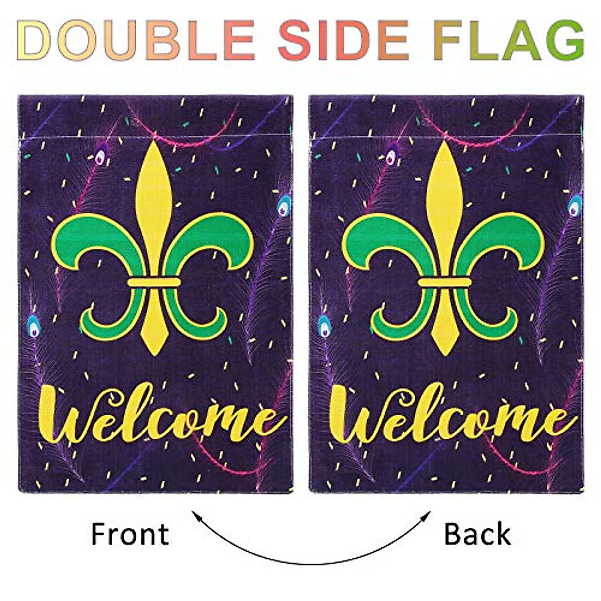 Tatuo 2 Pieces Mardi Gras Garden House Flag Fleur De Lis Garden Flag Double Sided Mardi Gras Party Decoration Flag for Yard Lawn Decoration, 12 x 18 Inch