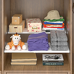 Redrubbit Adhesive Expandable Closet Shelf Organizers, No Drilling Heavy-Duty Metal Divider Separator for Kitchen Cabinet Wardrobe Cupboard Kitchen Bathroom Laundry Room，7.87"Width-2 pack