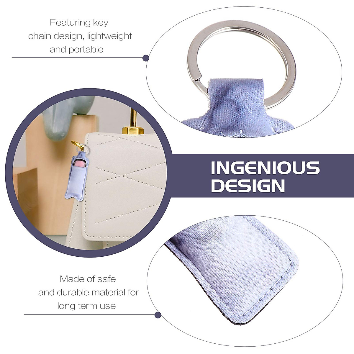 Beavorty Color Lip Balm Holders Keychains Neoprene Pouch Lip Balm Holder Lipstick Sleeve with Wristlet Lanyard Travel Accessories 22pcs Retainer Holder