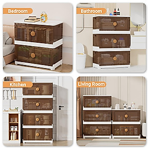 SIRIRIC Large Storage Bins with Lids, Stackable Storage Containers, Closet Organizers and Storage, 4 Packs x 23Gal Storage Bins, Folding Storage box with Doors and Wheels