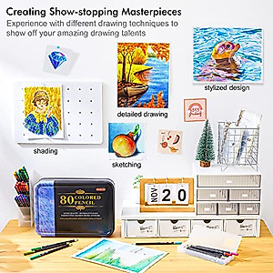 80 Colored Pencils, Shuttle Art Soft Core Coloring Pencils with Coloring Book, Sketch Pad and Sharpener, Premium Color Pencils for Adult Coloring, Sketching and Drawing, Art Supplies for Kids & Adults