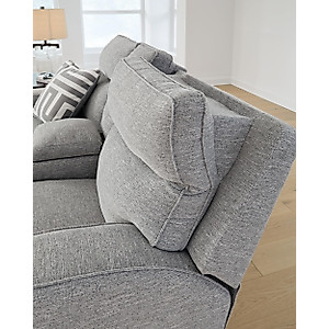 Signature Design by Ashley Biscoe Casual UV Resistant Power Reclining Loveseat with Console, Adjustable Headrest and USB Ports, Light Gray