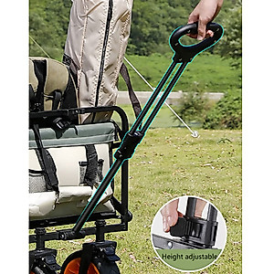 Collapsible Folding Wagon with 150L Capacity, Heavy Duty Foldable Utility Garden Cart with Big All-Terrain Beach Wheelsand Drink Holders.White