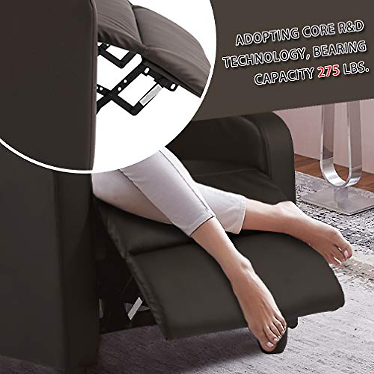 Recliner Chair for Living Room Massage Recliner Sofa Reading Chair Winback Single Sofa Home Theater Seating Modern Reclining Chair Easy Lounge with PU Leather Padded Seat Backrest (Brown)