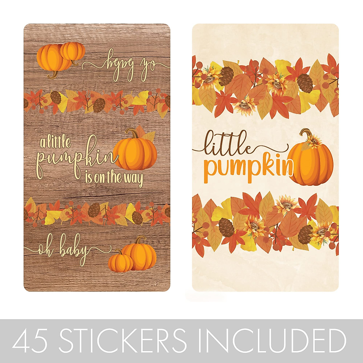 Rustic Fall Little Pumpkin Baby Shower Mini Chocolate Candy Bar Wrappers, Fall Baby Shower Party Favor Stickers - 45 Count