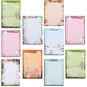 8 Pack 400 Sheets To Do List Notepad Floral Notepad Spring to Do List Planner Summer Daily to Do List Notepads Seasonal Daily Checklist Notepads Memo Pad Grocery List(Spring, Summer, Fall, Winter)