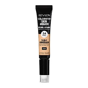 Revlon ColorStay Skin Awaken 5-in-1 Concealer, Lightweight, Creamy Longlasting Face Makeup with Caffeine & Vitamin C, For Imperfections, Dark Circles & Redness, 030 Light Medium, 0.27 fl oz