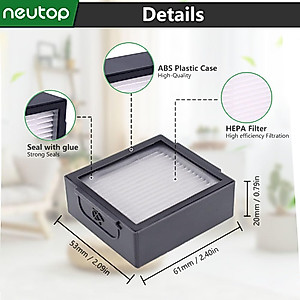 Neutop Filter Compatible with iRobot Roomba Combo j7+, Combo j9+, 10 Max, Robotic Vacuum and Mop Replacement Filter Parts, High-Effiency HEPA, 6-Pack