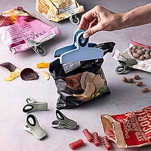edge Chip Clips for Food Snack Bags and Storage Non-Slip with Magnetic Back and Loop Holes (20 Piece Medium, Charcoal)