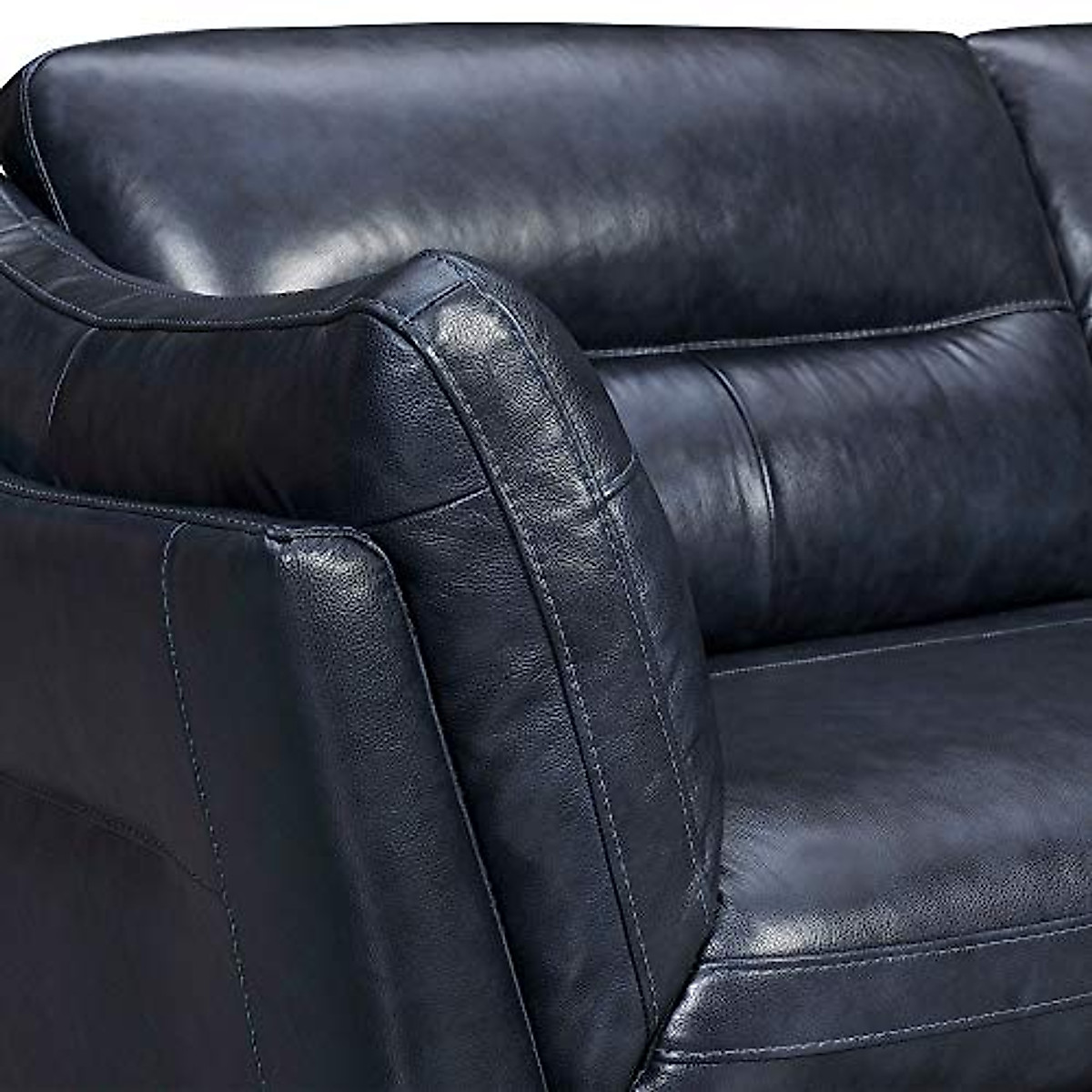 Armen Living Franz 87" Modern Leather Sofa, Blue Midnight
