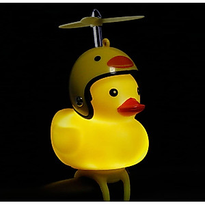 2 Pack - Lovely Yellow Duck Bike Bell, Kids Bike Horn, Rubber Yellow Duck Bicycle Accessories with LED Light and Propeller - for Kids Toddler Children Adults Sport Outdoor