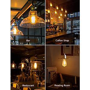 UNILAMP Dimmable LED Edison Bulb, ST64 E26 Base Lighting Vintage LED Bulbs, 6W Vintage LED Light Bulb(60W Equivalent), 600lm, 2200K Amber Warm, High Brightness Amber Glass (2 Packs)