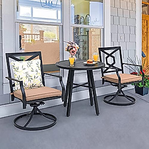 NUU GARDEN 3 Pieces Patio Furniture Set Rocking Bistro Set,Outdoor Patio Bistro Set with Round Coffee Table and 2 Swivel Rocker Chairs for Garden Balcony Backyard Poolside,Black and Beige