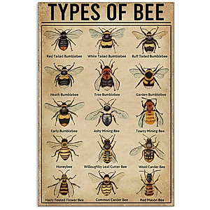 15 Types of Bee Metal Tin Sign Retro Kitchen Garden Restaurant Farm Shopping Mall Bar Cafe Man Cave Farm Wall Decoration Iron Painting Metal Plate 8x12inch