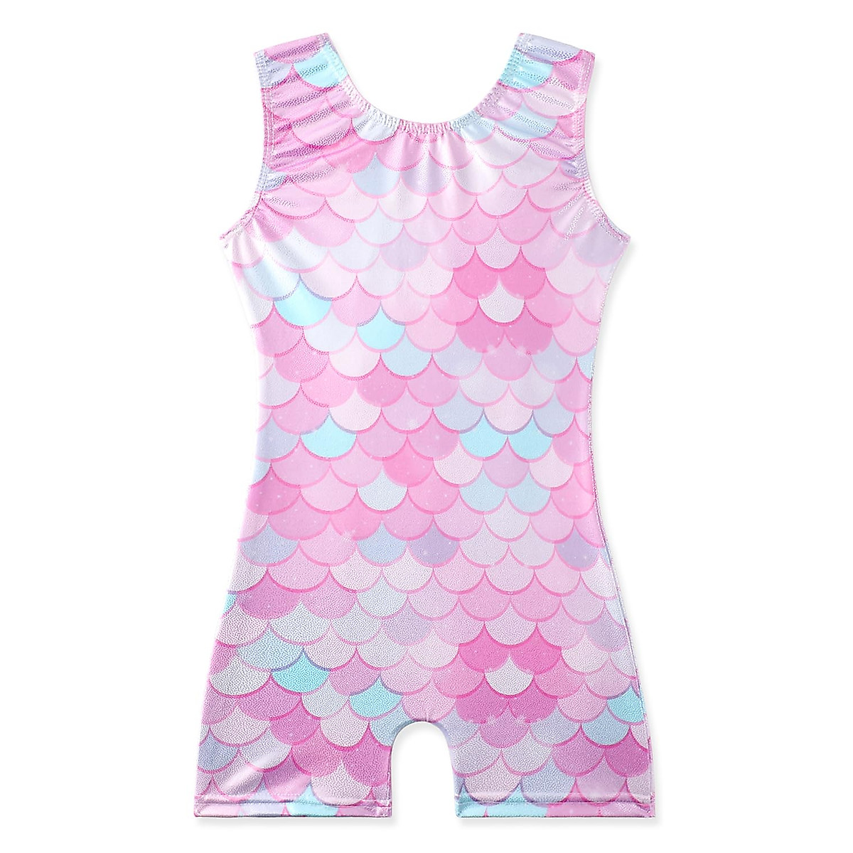 EQSJIU 2 Packs Leotard for Girls Gymnastics Mermaid Butterfly Sparkle Biketards with Shorts Kids Sleeveless Unitard One-Piece Dancewear 4t 5t 4-5t