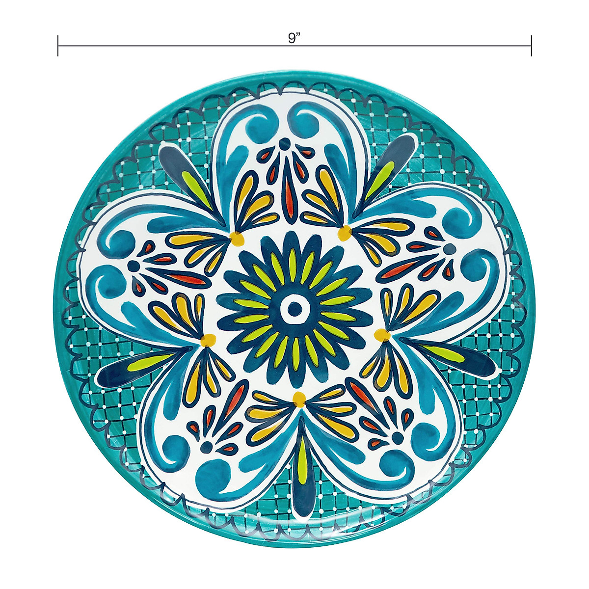 Zak Designs Melamine Dinnerware Set, 12-Piece, Service for 4, Medallion (Cool)