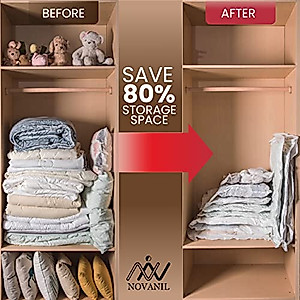 VACUUM STORAGE BAGS WITH HAND PUMP, VARIETY 20 PACK (5 JUMBO, 5 LARGE, 5 MEDIUM, 5 SMALL), VACUUM SEALER COMPRESSION BAGS FOR CLOTHES, DUVETS, PILLOWS, TRAVEL, AND MOVING, SEVEN LAYERS, DOUBLE-ZIP