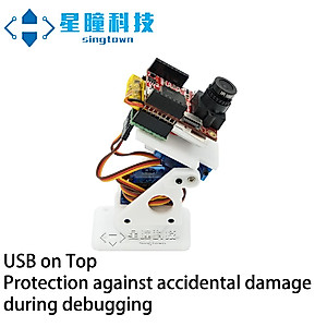 OpenMV Pan Tilt + 3.7V Li Battery + Charging Cable, SingTown, 360° Auto Tracking Face or Color Ball Robotics, Apply to OpenMV Cam H7 Plus, OpenMV Cam H7, OpenMV Cam M7, OpenMV Cam H7 R2