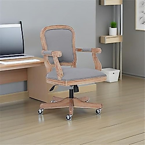 Riverbay Furniture 19" - 23" Seat Height Transitional Wood & Fabric Office Chair with Brushed Silver Casters, Gas Lift, Adjustable Height, Some Assembly Required, in Light Gray Finish