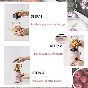 Smoothie Blender, ICX Personal Blender for Shakes and Smoothies, Retro Smoothie Maker Portable Blender with 6 Sharp Blades, 21oz Travel Cup and Lids Pink