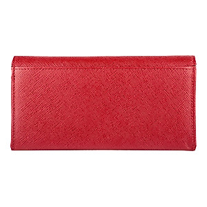 Zinda Genuine Leathers Women’s Wallet Long Purse Flap Over RFID Protection (Red)
