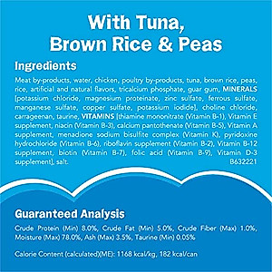 Friskies Purina Wet Cat Food Pate Ocean Favorites with Natural Tuna, Brown Rice and Peas - (24) 5.5 oz. Cans