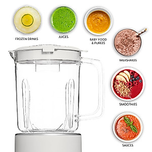 COOK WITH COLOR 300 Watt Blender: Powerful 2-Speed Control with Pulse, 4-Tip Stainless Steel Blades, 25oz (750ml) Jar, and Skid-Resistant Feet, Creme