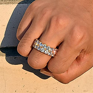 Rings Boys Engagement Round Cut Zircons Women Wedding Rings Jewelry Rings for Woman Full Diamond Ladies Ring (Gold, 11)