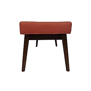 Christopher Knight Home Flavel Mid-Century Tufted Fabric Ottoman, Coral / Walnut