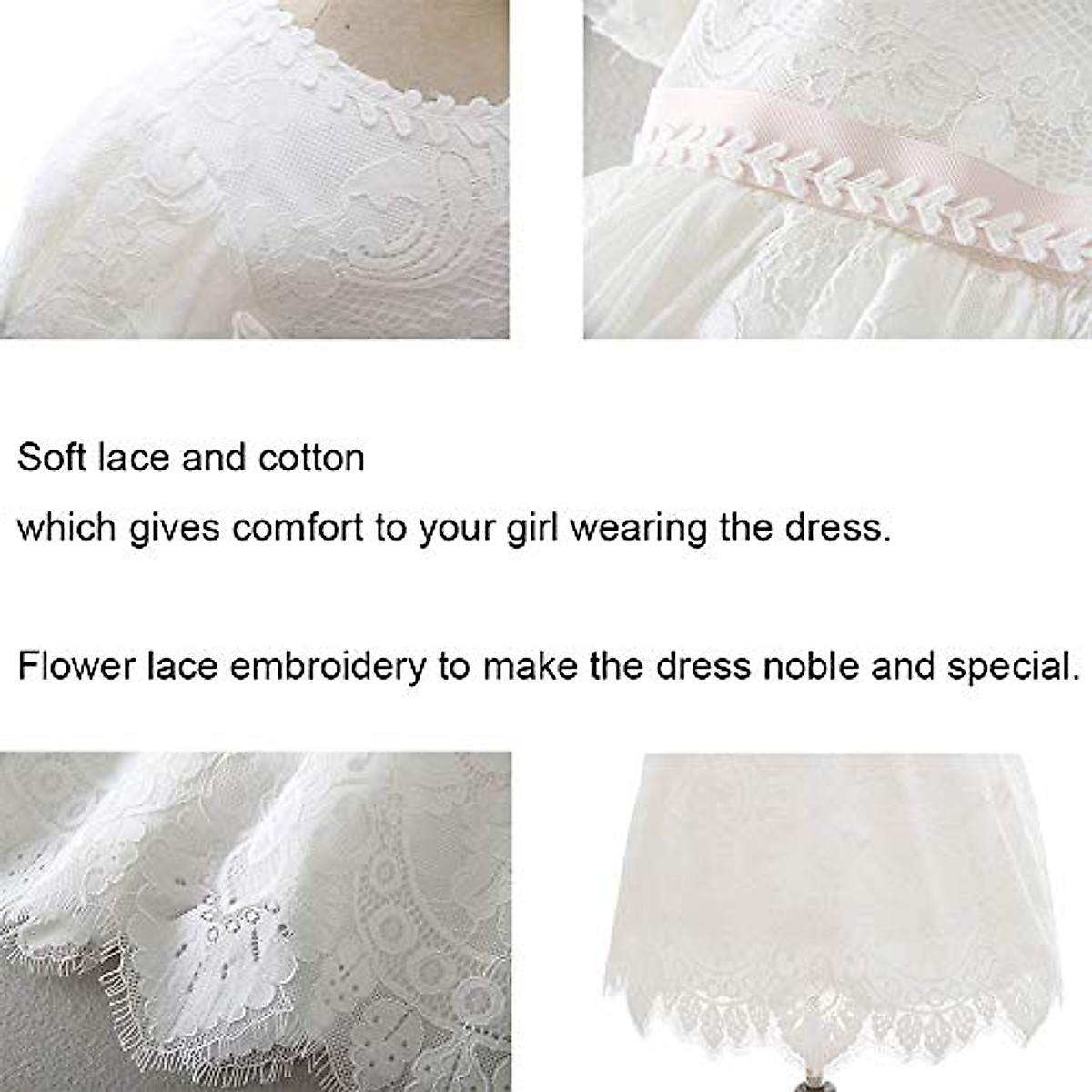 CareCheer Baby Girl Christening Dress Baptism Dedication Blessing Gown Flower Girl Special Occasion Dresses (16-20 Months)