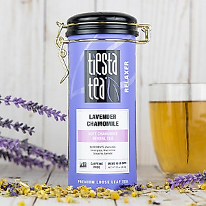 Tiesta Tea - Lavender Chamomile | Loose Leaf | Soft Chamomile Herbal Tea | Premium Non-Caffeinated Blend | Make Hot or Iced & Brews Up to 250 Cups | 8oz Bulk Pouch & 2oz Refillable Tin Combo